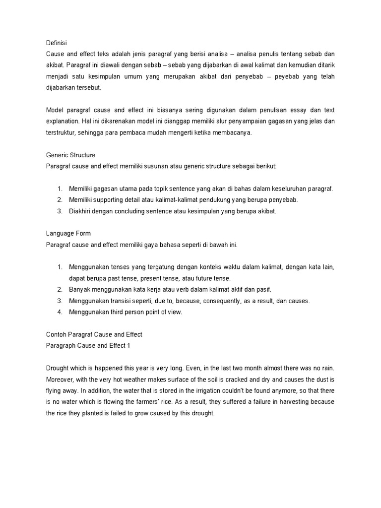 Paraghraph Cause Effect | PDF | Kajian Bahasa Asing | Kesehatan Holistik