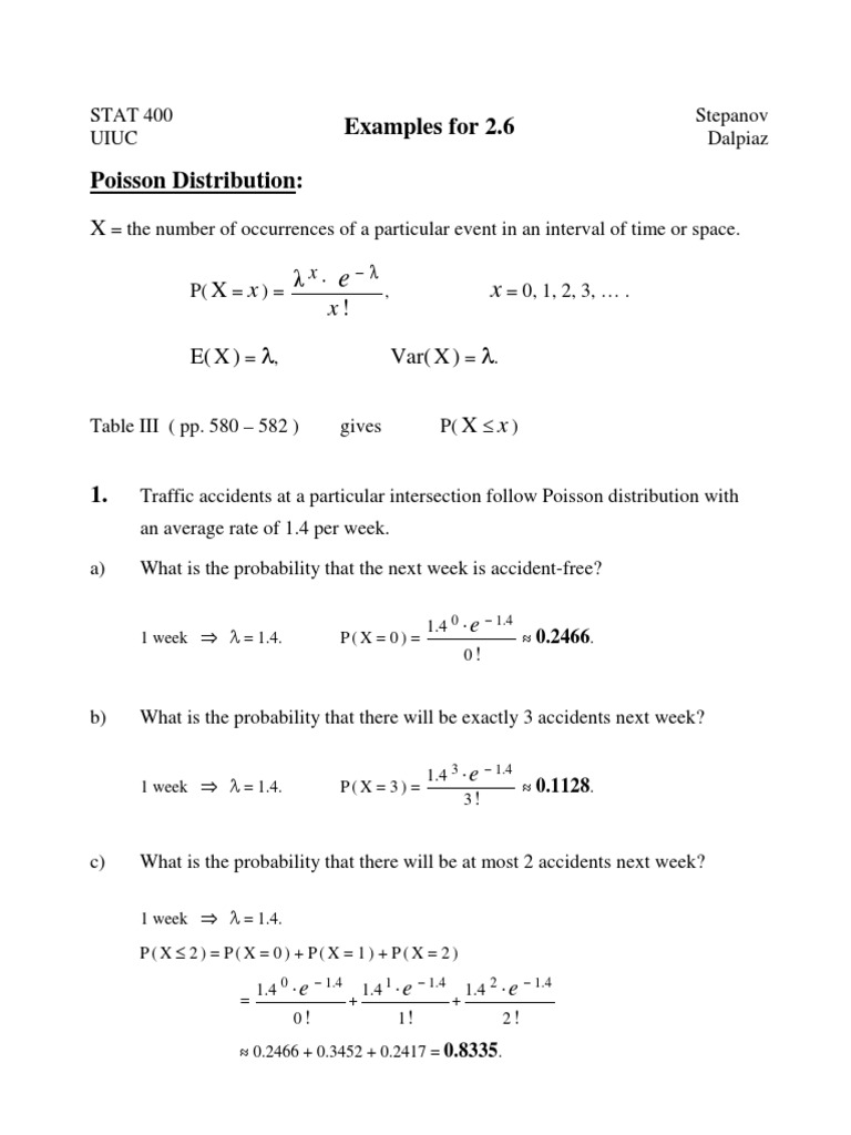 Problems On Poisson Distribution | PDF | Poisson Distribution ...