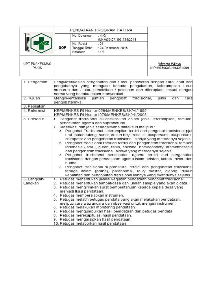SOP Pendataan Hattra | PDF