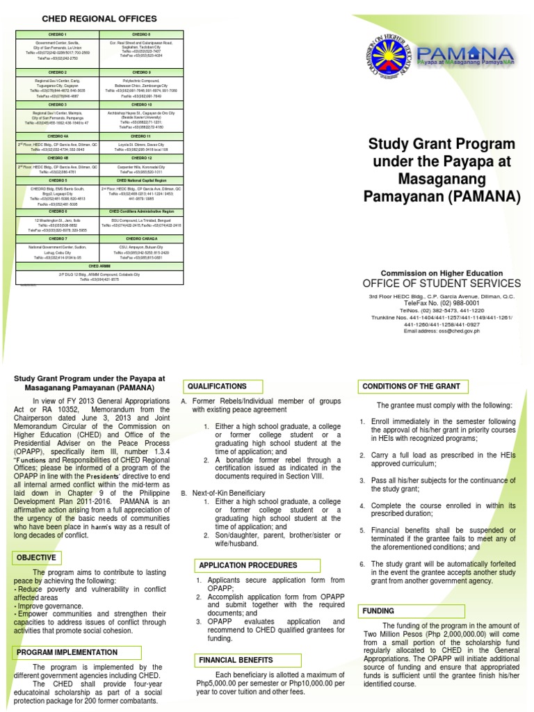 Study Grant Program Under The Payapa at Masaganang Pamayanan (PAMANA ...