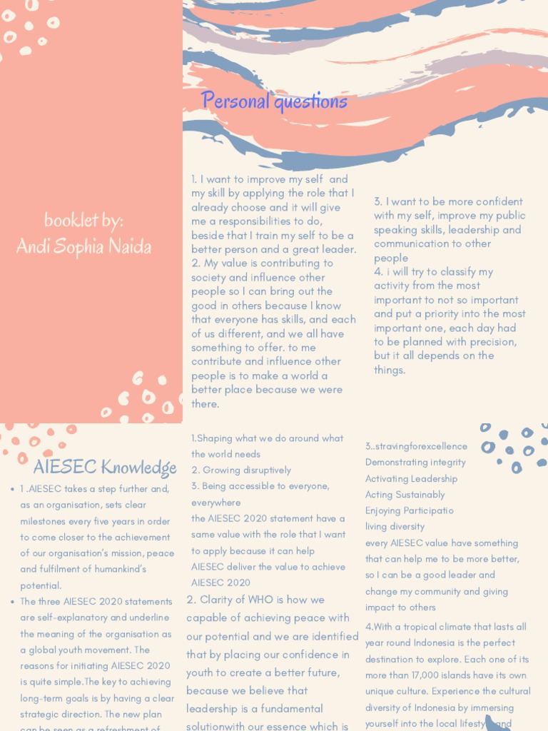 My Booklet For Applying Role in AIESEC | PDF | Indonesia | Leadership