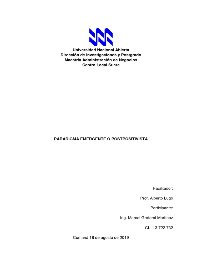Paradigma Emergente | PDF | Paradigma | Positivismo