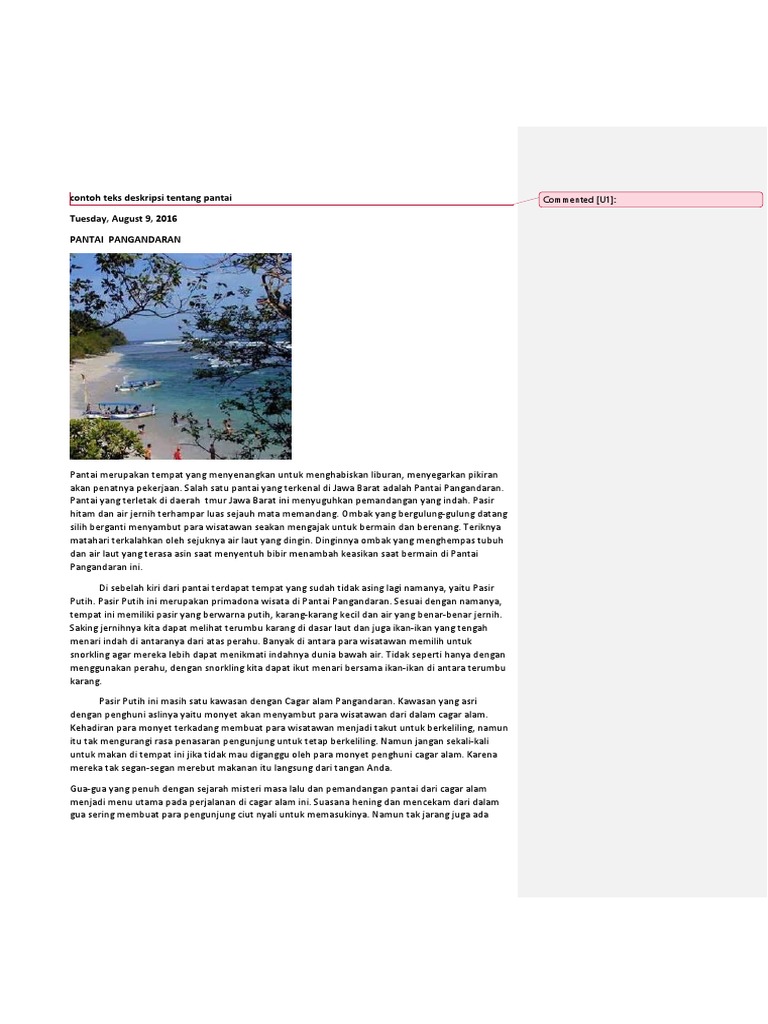 Contoh Teks Deskripsi Tentang Pantai | PDF