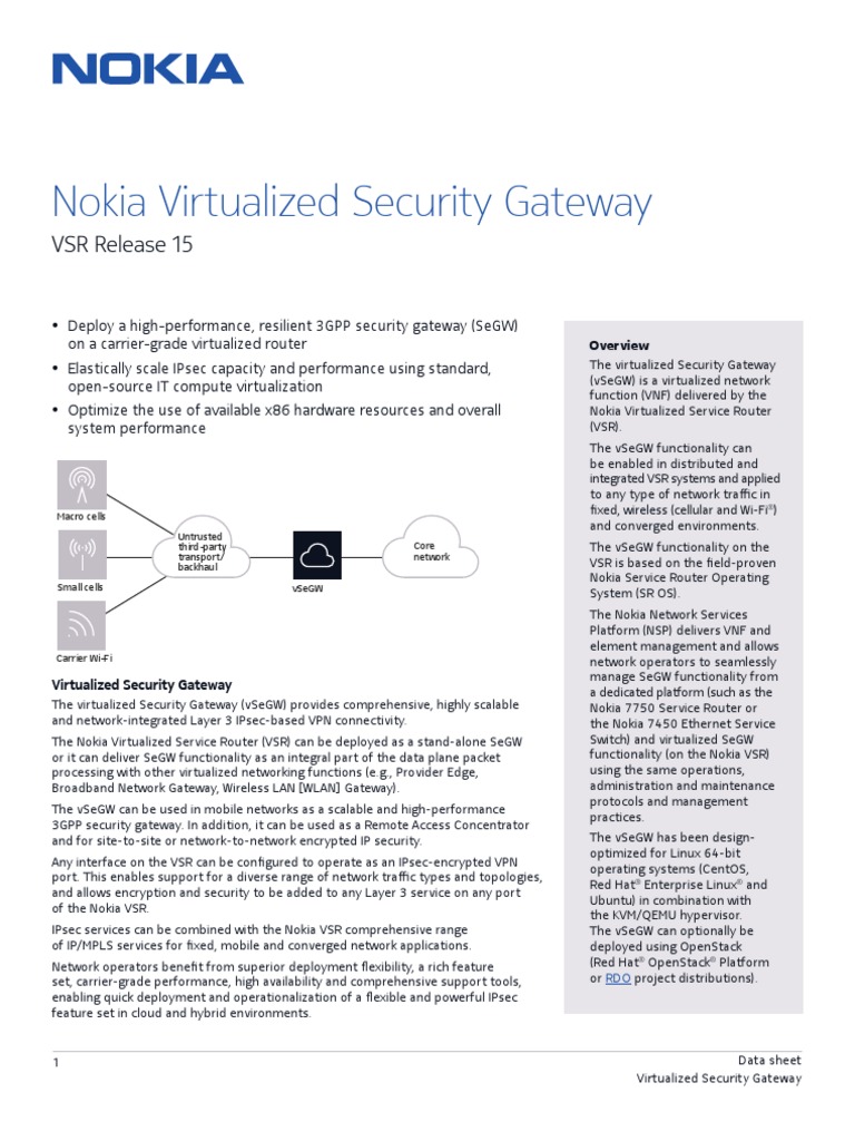 Nokia VSR VSeGW Data Sheet en | PDF | Computer Network | Ip Address