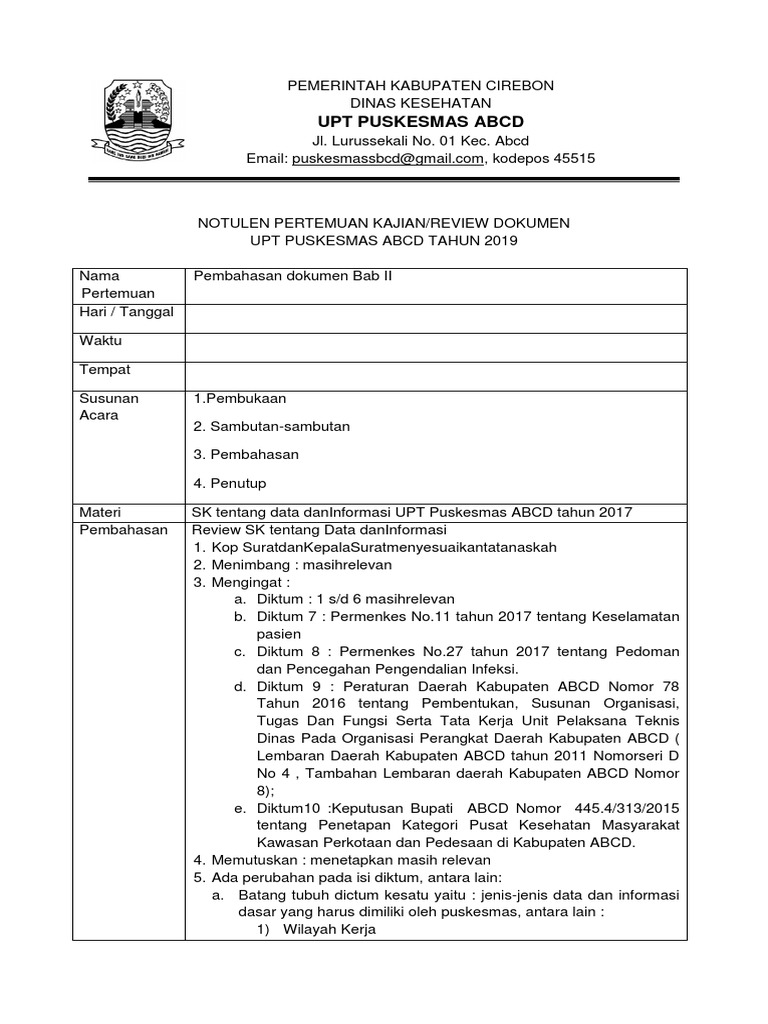 Notulen Review Dokumen Contoh | PDF