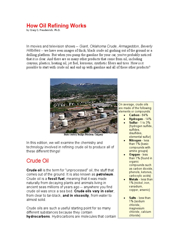 How Refinery Works Pdf Hydrocarbons Petroleum