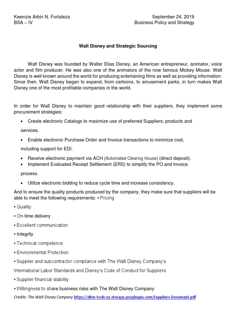 Walt Disney and Strategic Sourcing | PDF | Business