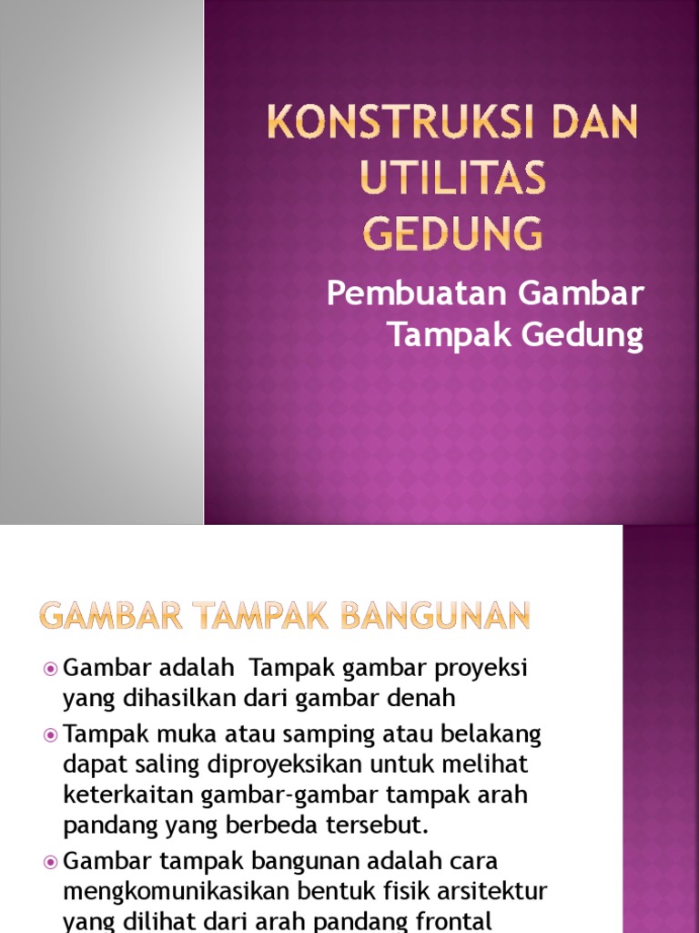 Konstruksi Dan Utilitas Gedung Menggambar Tampak | PDF | Metode & Bahan ...