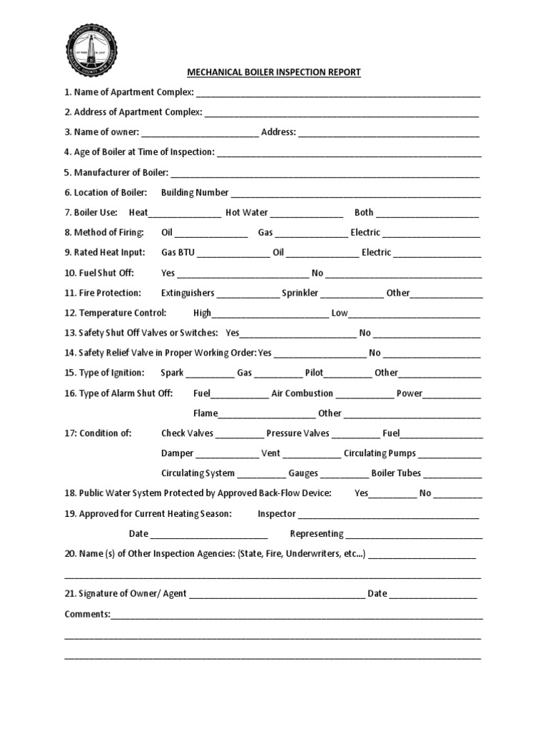 Mechanical Boiler Inspection Report | PDF | Boiler | Valve
