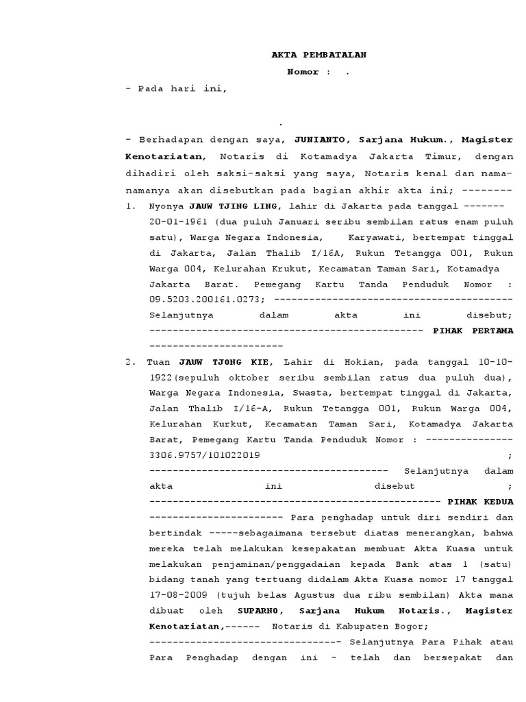 Akta Pembatalan | PDF