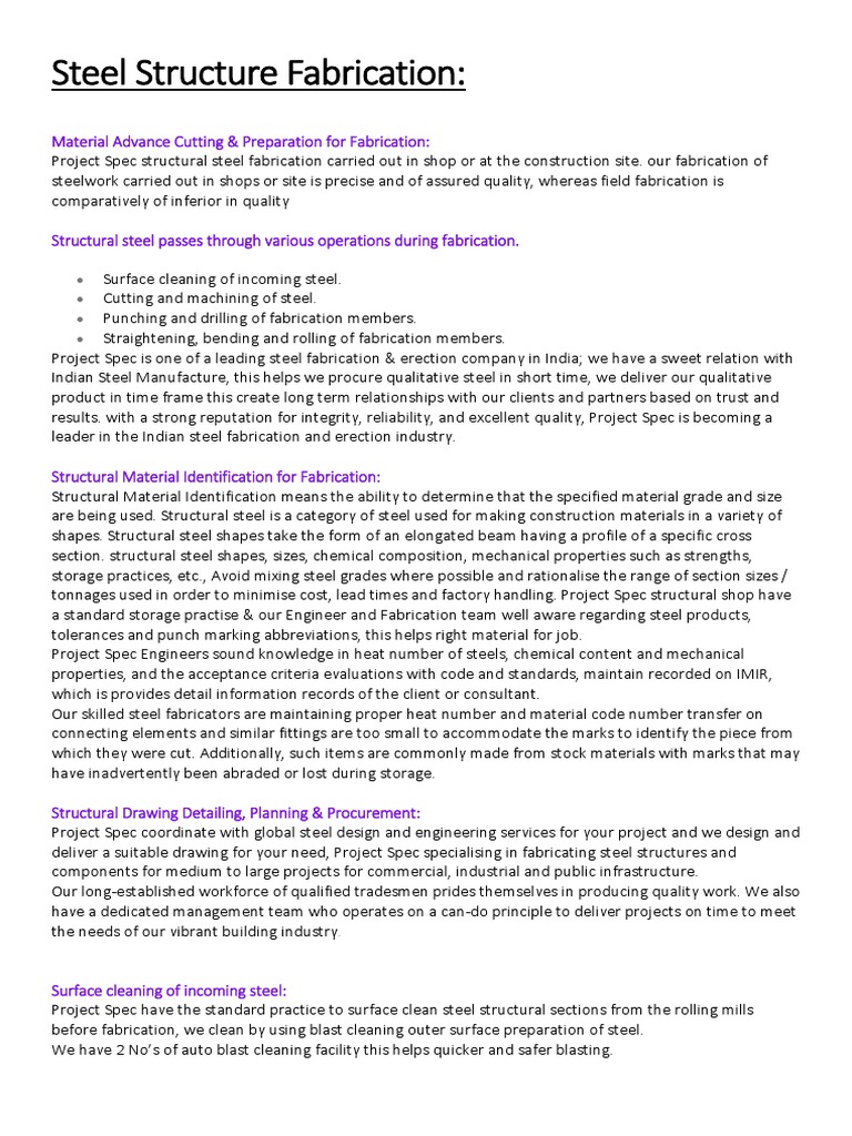 Steel Structure Fabrication | PDF | Structural Steel | Drainage