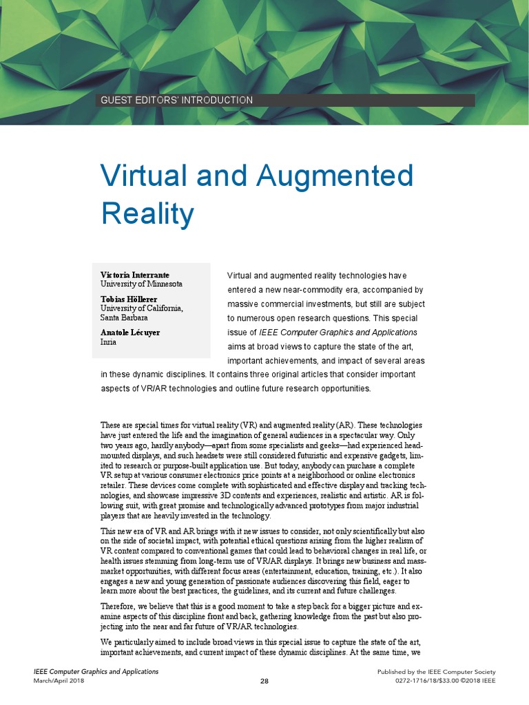 VR and AR | PDF | Virtual Reality | Augmented Reality