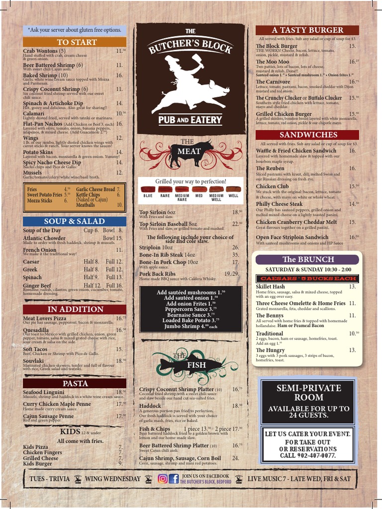 Butchers Block Food Menu Feb 2019 | PDF | French Fries | Coleslaw