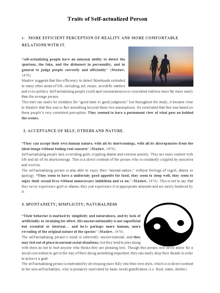 12 Traits of Self-Actualization | PDF | Self Actualization ...