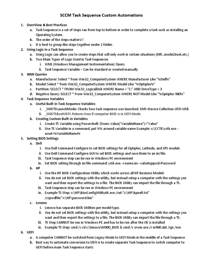 SCCM Task Sequence Automation Guide | PDF | Bios | Windows 10