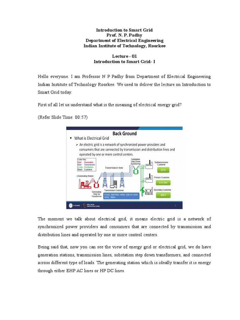 Lec1 PDF | PDF | Electrical Grid | Smart Grid
