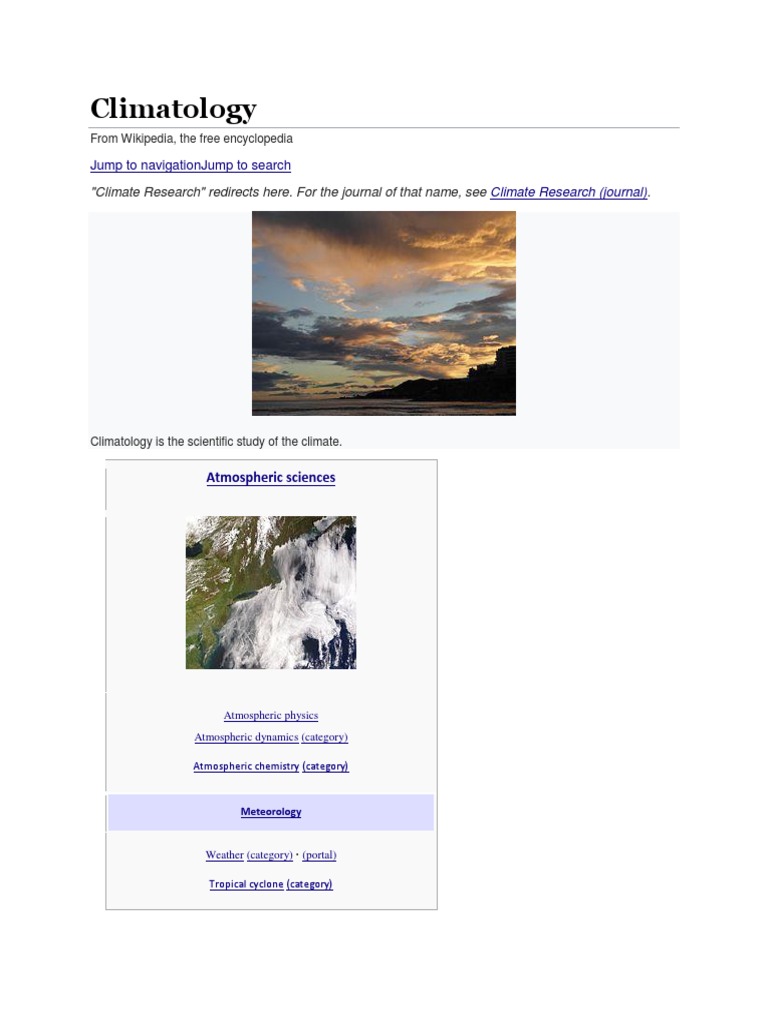 Climatology: Jump To Navigationjump To Search | PDF | Social Science