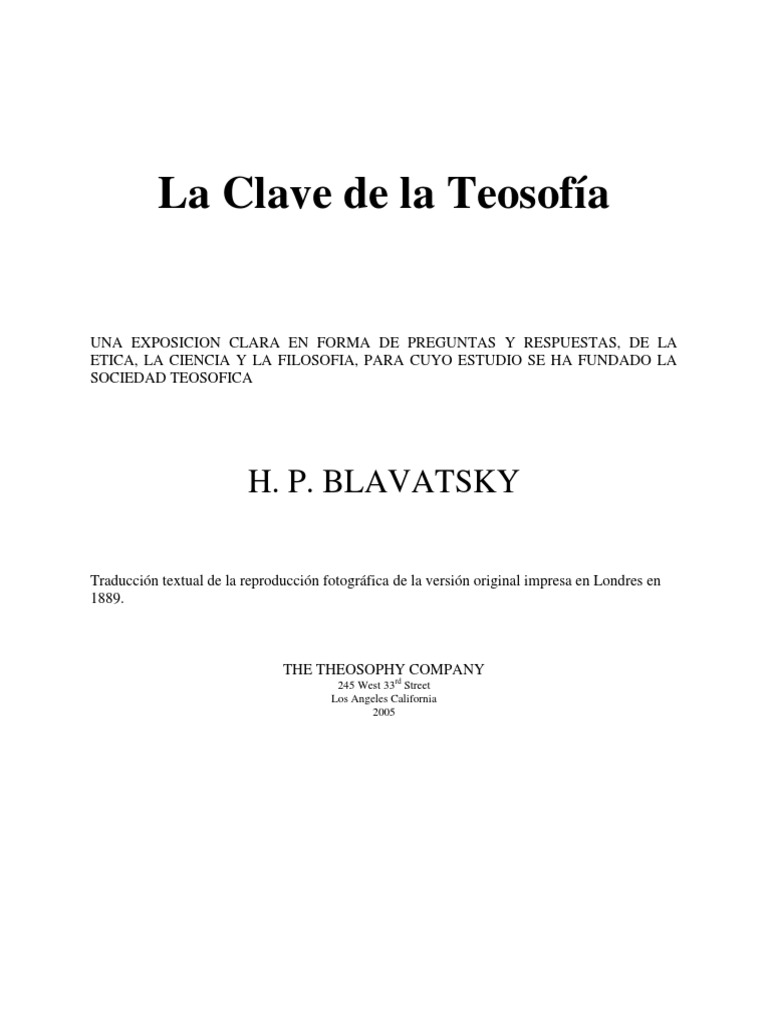 La Clave de La Teosofia | PDF | Teosofía | Esoterismo occidental