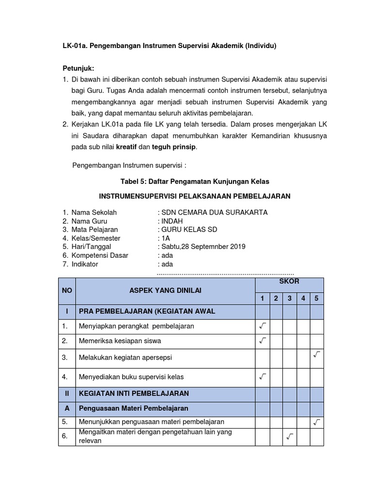 LK. 01a Pengembangan Instrumen Supak | PDF | Seni
