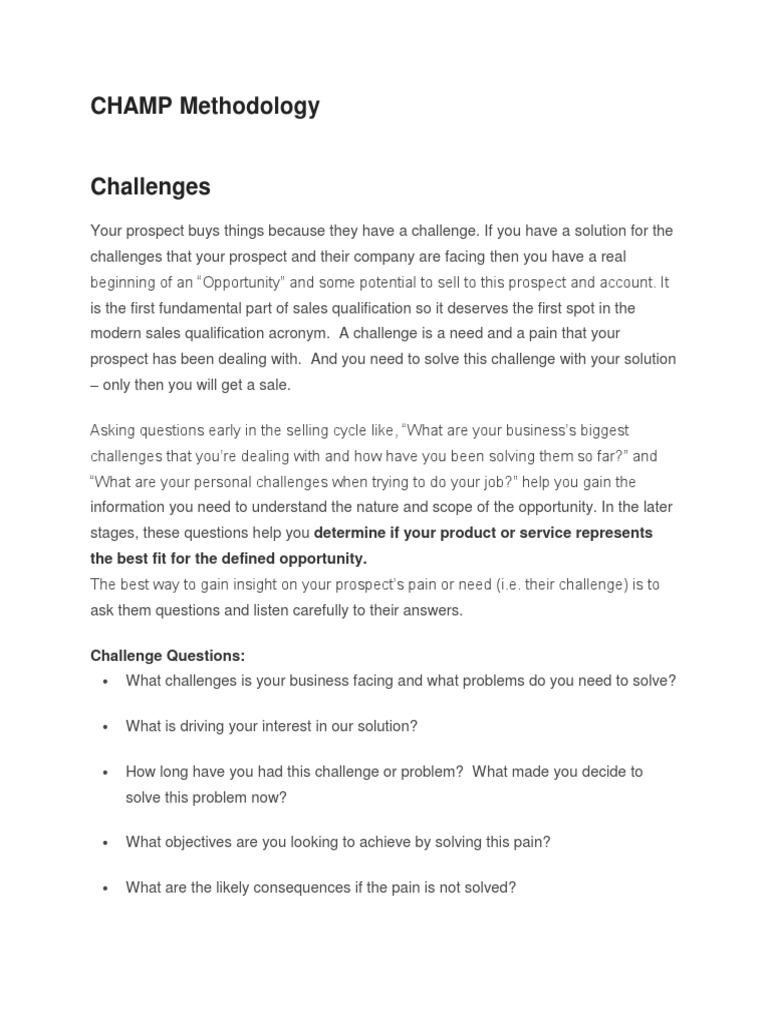 CHAMP Methodology: Determine If Your Product or Service Represents The ...