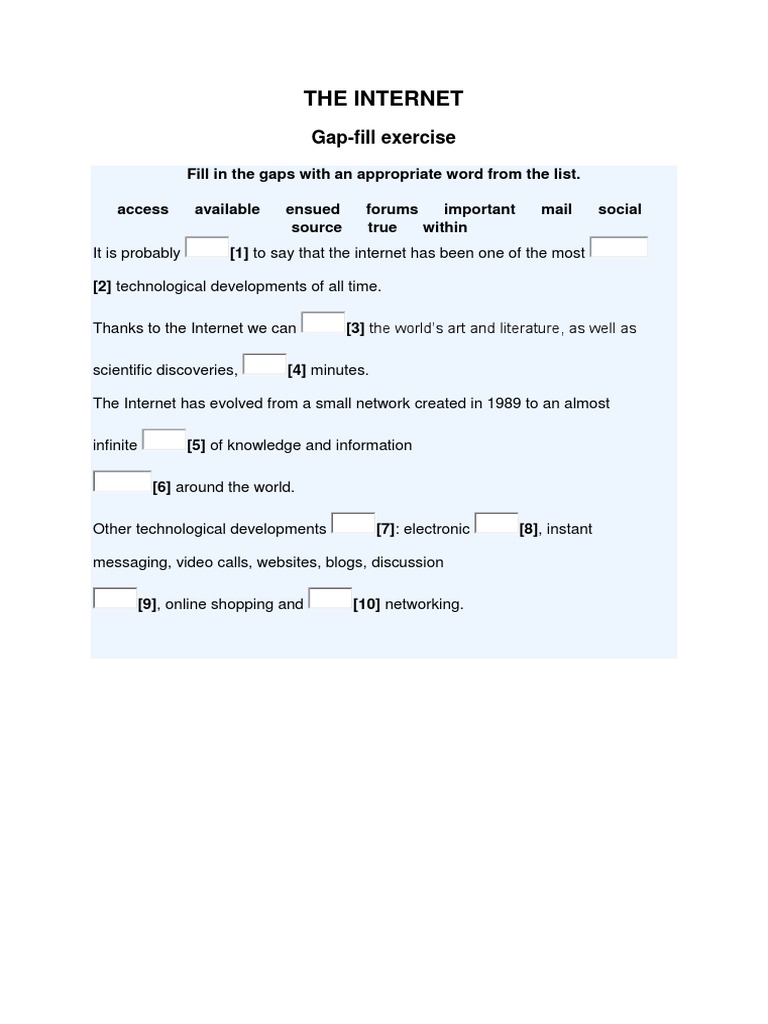 Gap Filling Exercise | PDF