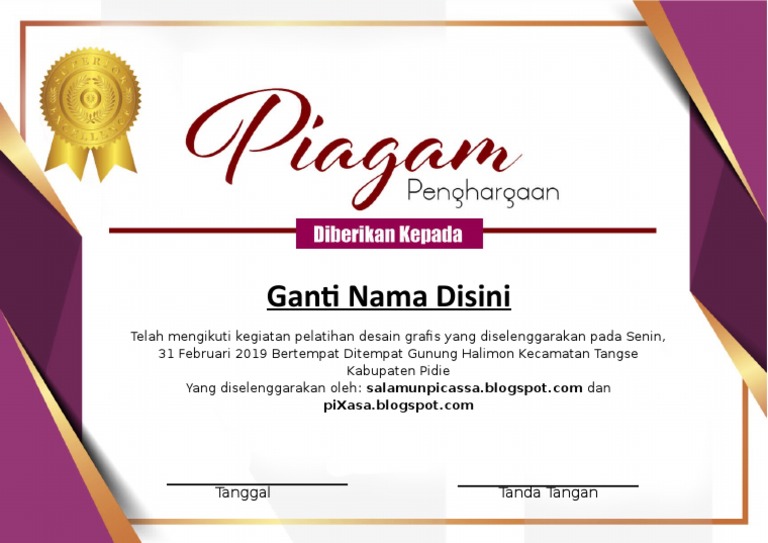 Template Piagam | PDF | Karier & Perkembangan