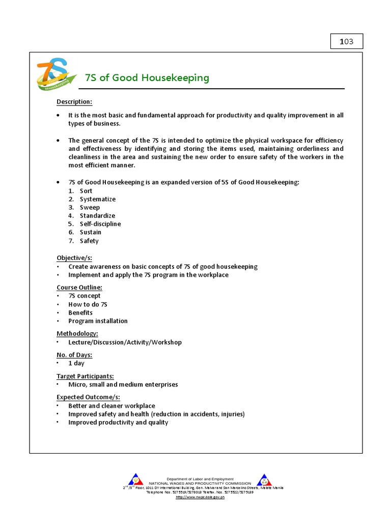 7S of Good Housekeeping: ND RD | PDF