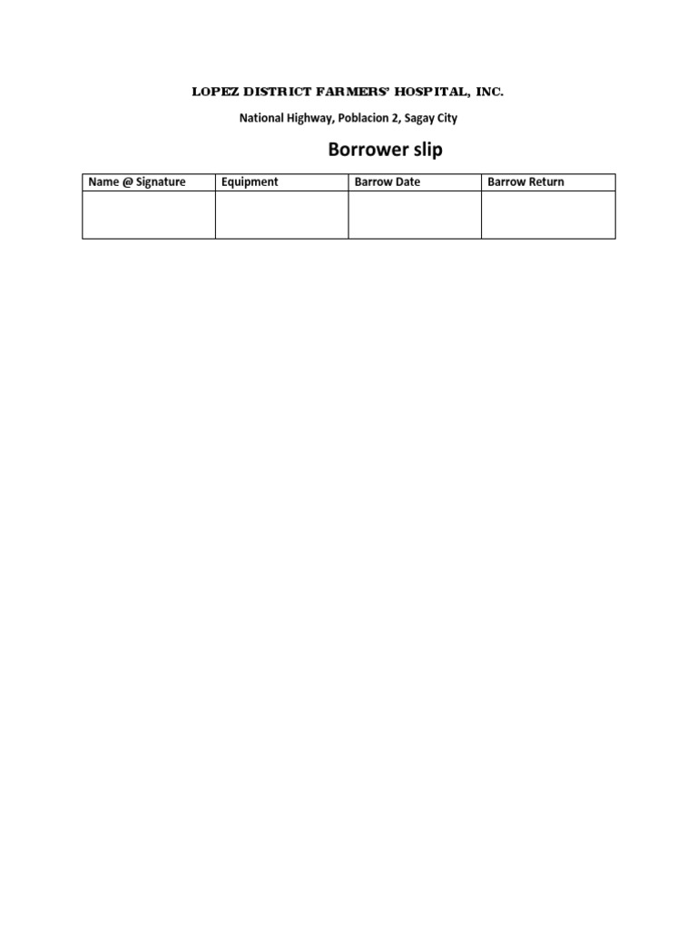 Borrower Slip | PDF