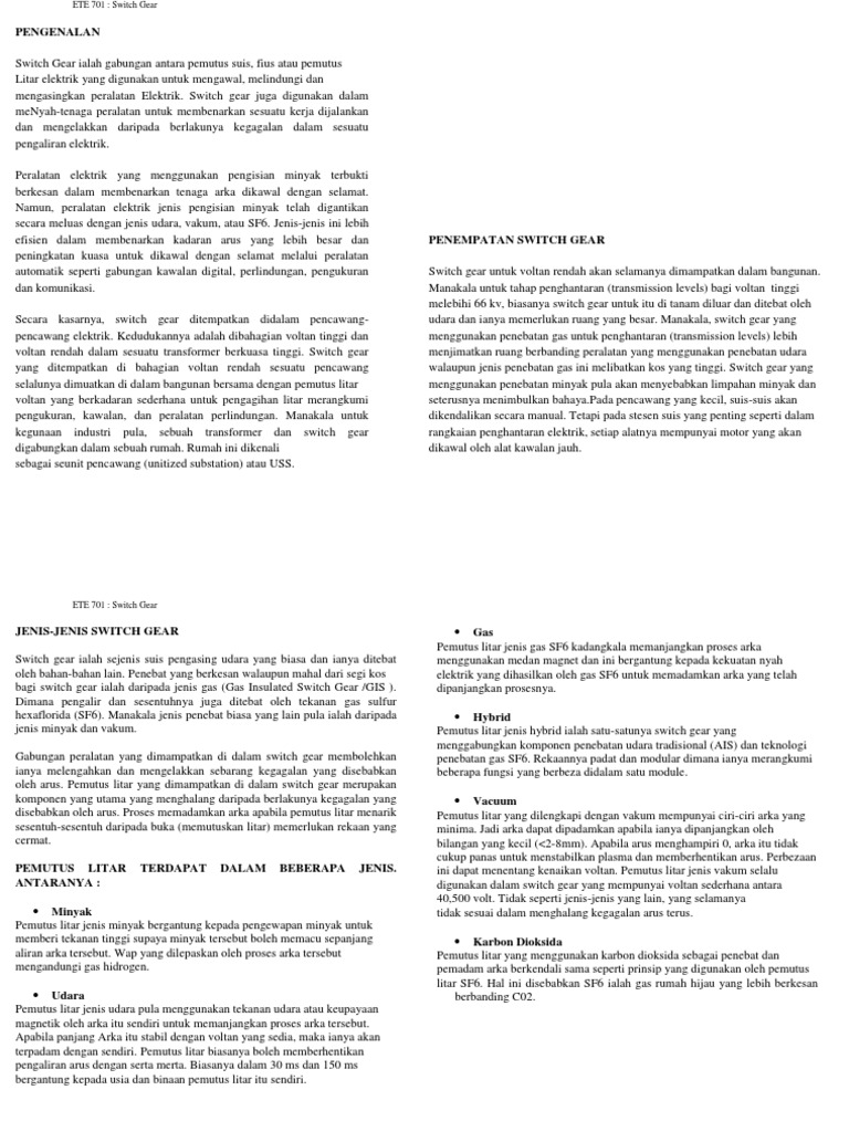 Switch Gear | PDF | Komputer | Teknologi & Rekayasa