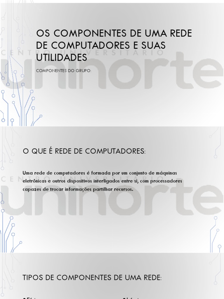 Os Componentes de Uma Rede de Computadores e Suas Utilidades | PDF ...