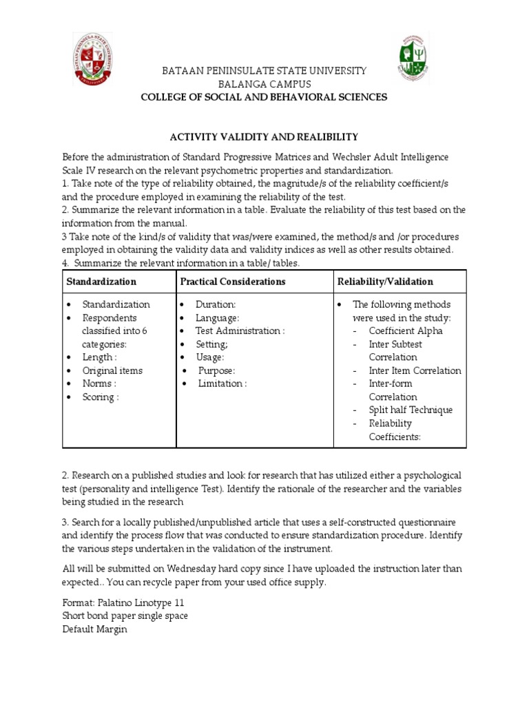 College of Social and Behavioral Sciences | PDF | Psychometrics | Validity (Statistics)