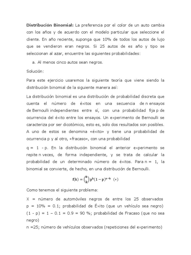 Distribución Binomial | PDF | Probabilidad | Distribución de probabilidad