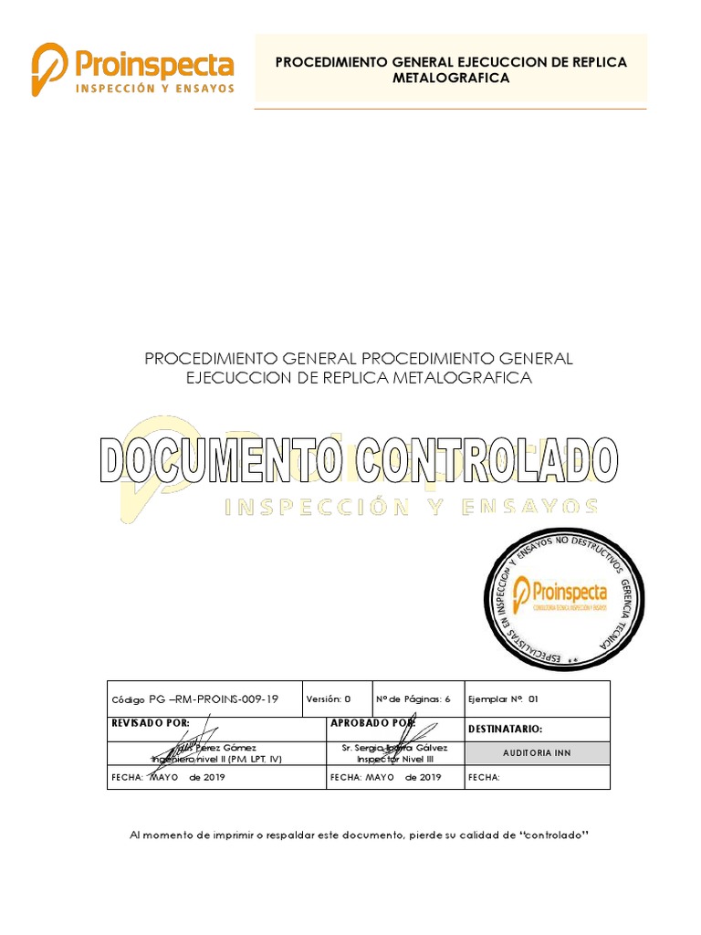 IT - PMT-PROINS-009 Procedimiento General de Pulido Metalografico PDF ...