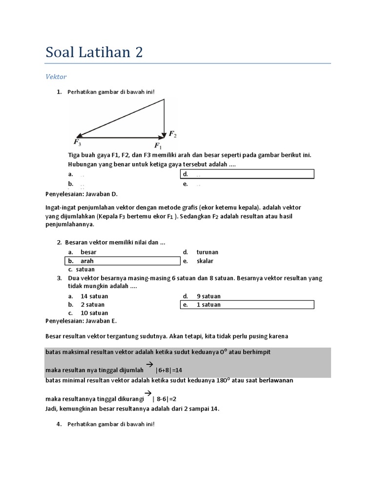 Soal Latihan 2. Vektor. 1. Perhatikan Gambar Di Bawah Ini! | PDF | Metode & Bahan Ajar