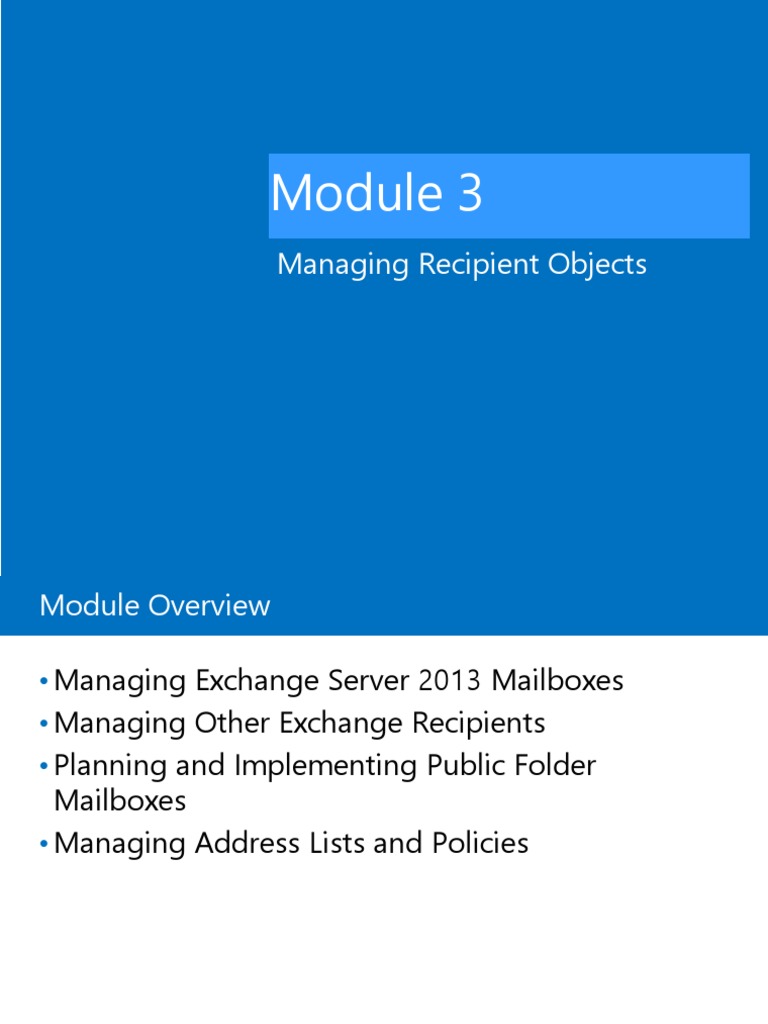 Managing Recipient Objects | PDF | Email Address | Microsoft Exchange Server