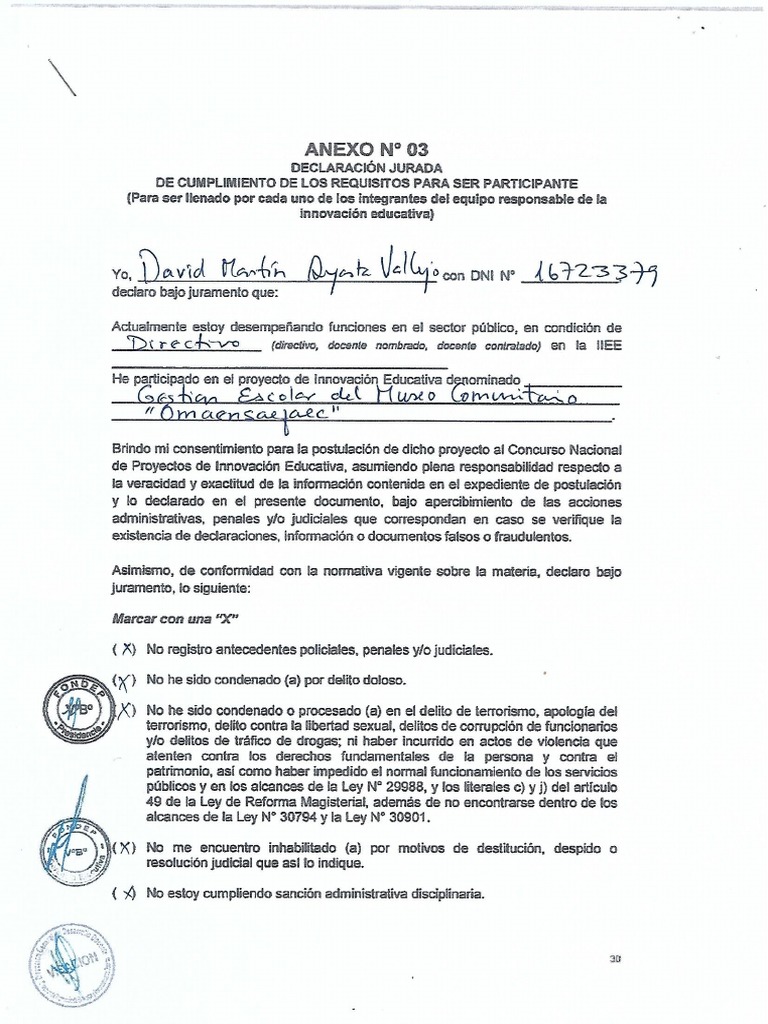 Anexo 3-Declaracion Jurada | PDF