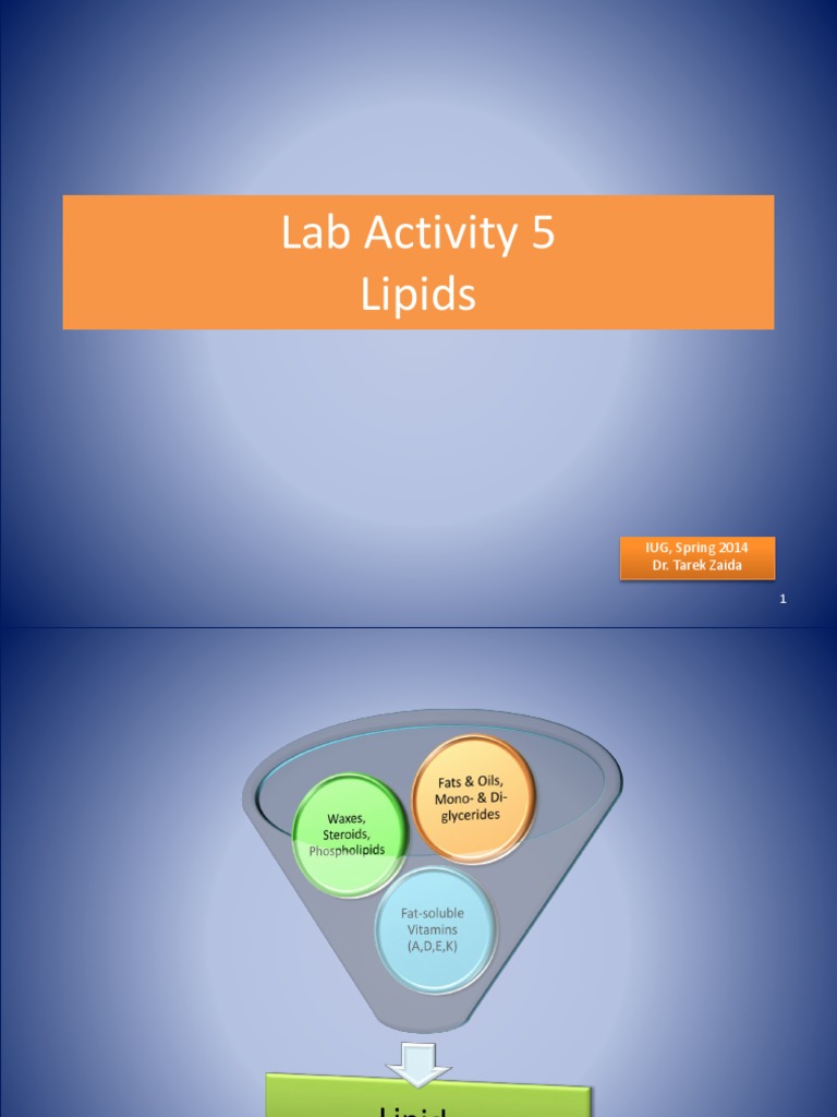 Lab Activity 5 Lipids: IUG, Spring 2014 Dr. Tarek Zaida | Download Free ...