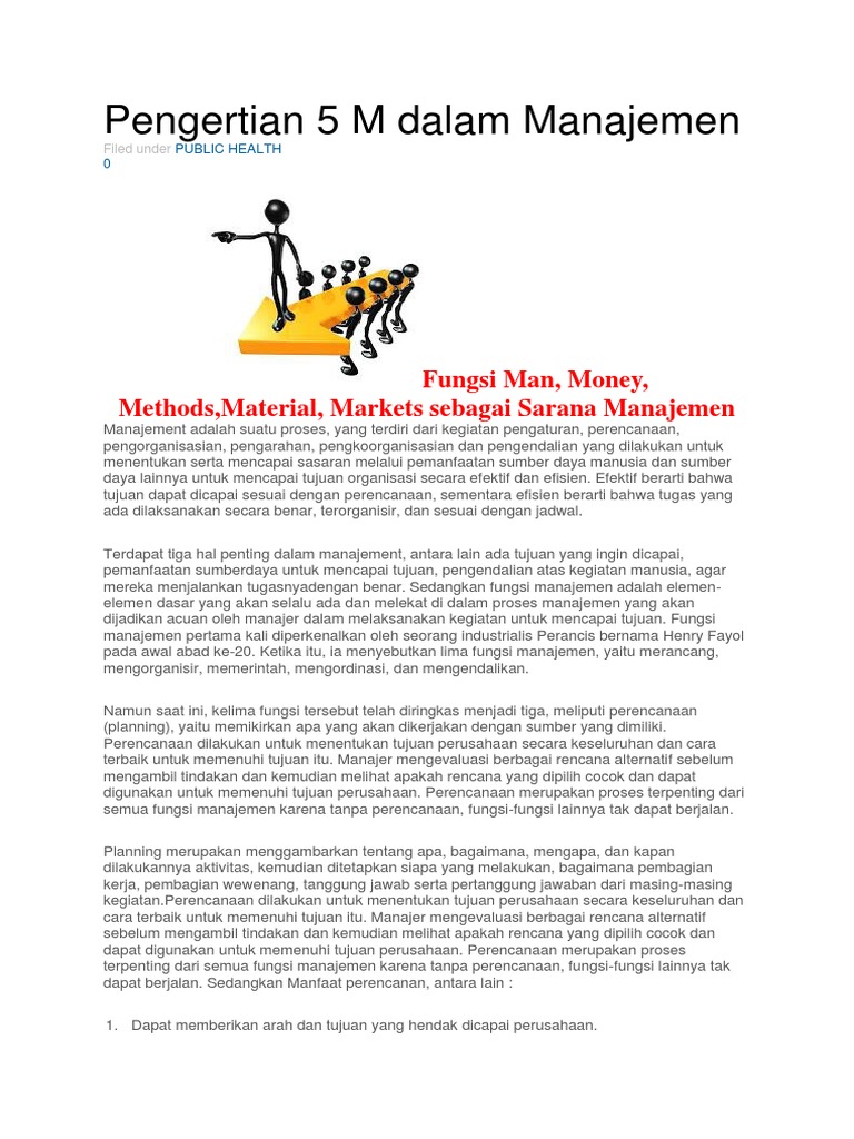 Pengertian 5 M Dalam Manajemen: Fungsi Man, Money, Methods, Material ...