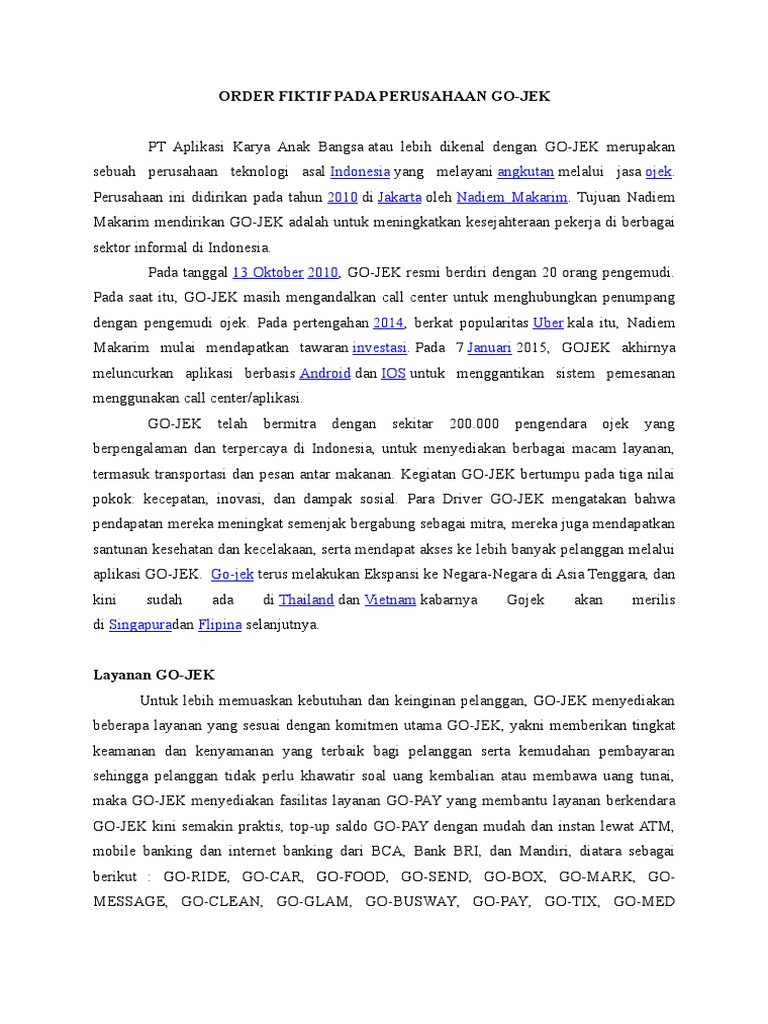 Order Fiktif GO-JEK | PDF