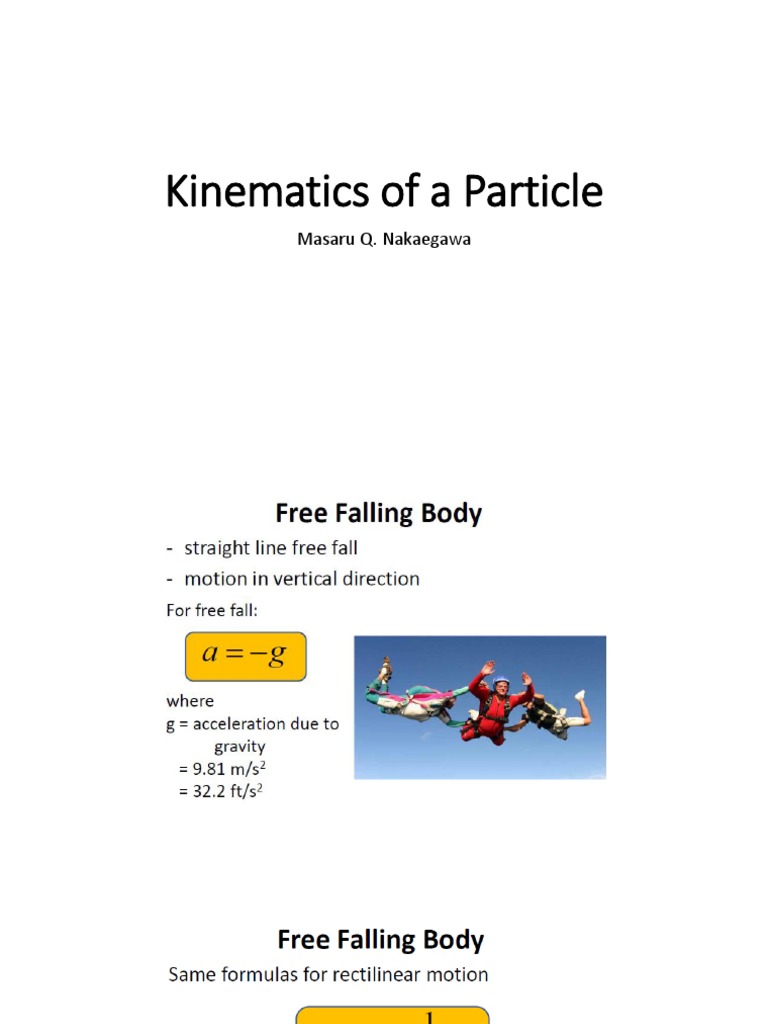 Lecture 2 Kinematics of Particle Free Falling Bodies | PDF | Applied And Interdisciplinary ...