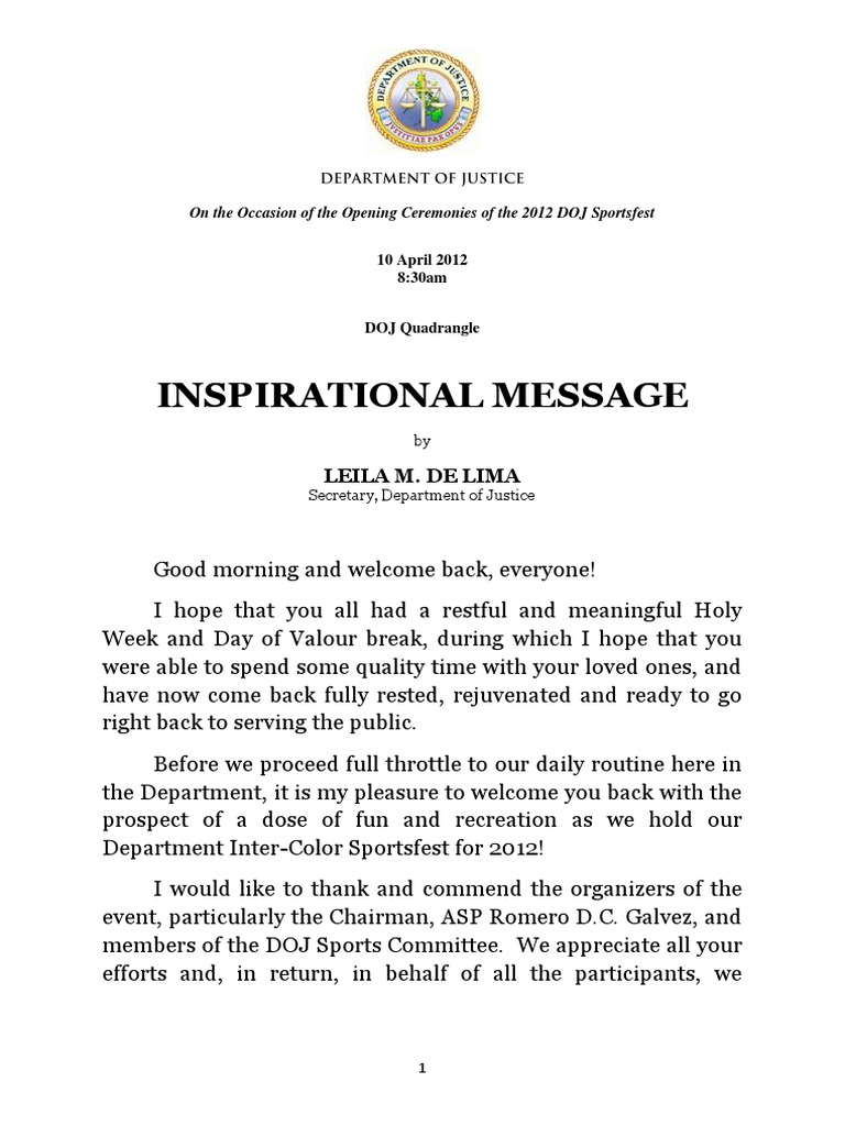 0410-Inspirational Message For Sportsfest | Download Free PDF | Sports