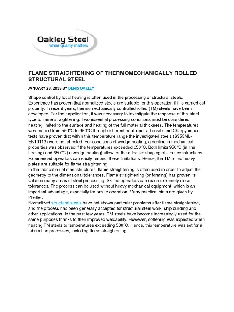 Flame Straightening S355 | PDF | Structural Steel | Heat Treating