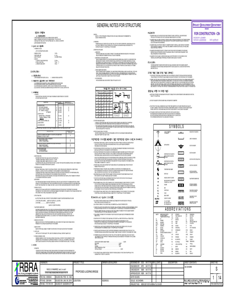 General Notes For Structure: Symbols | PDF | Prestressed Concrete ...