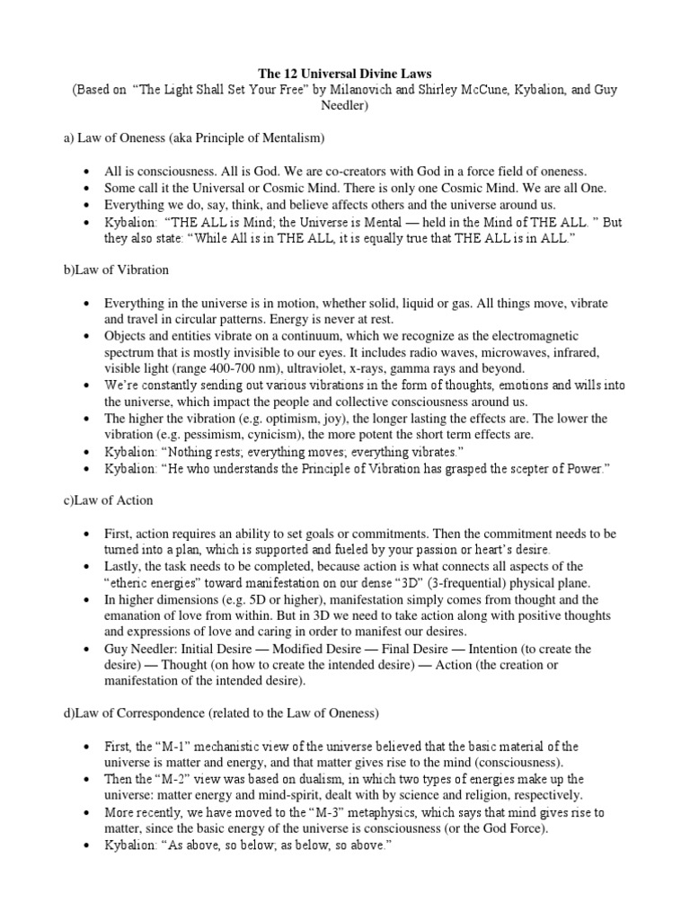 Universal Laws Summary 1 | PDF | Thought | Metaphysics