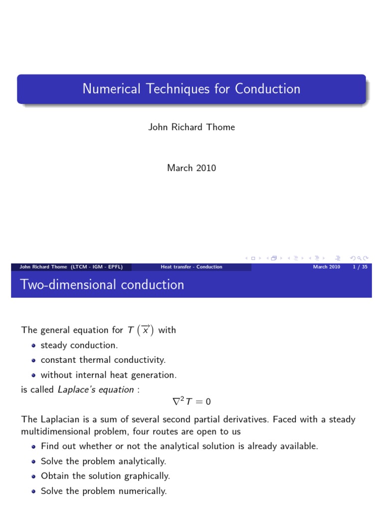 Numerical Techniques in Heat Conduction | PDF | Thermal Conduction ...