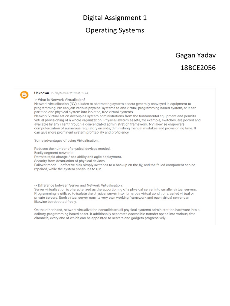 Digital Assignment 1 Operating Systems | PDF