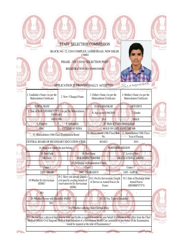 Staff Selection Commission: Phase - Vii / 2019 / Selection Post | PDF ...