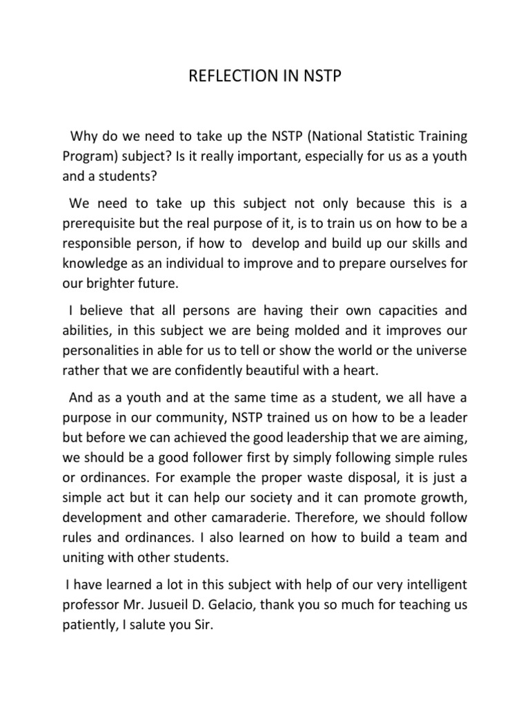 Importance of NSTP for Youth Development | PDF | Self-Improvement