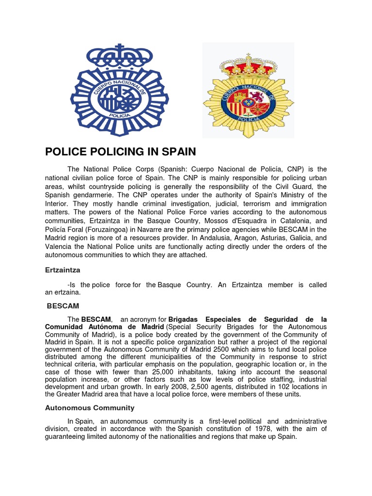 Overview of Spain's Police Forces | PDF | Law Enforcement | Crime ...
