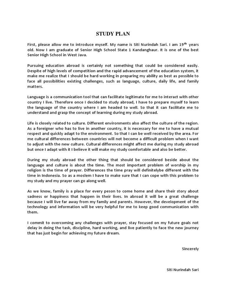 Study Plan 2 | PDF | International Student | Prayer